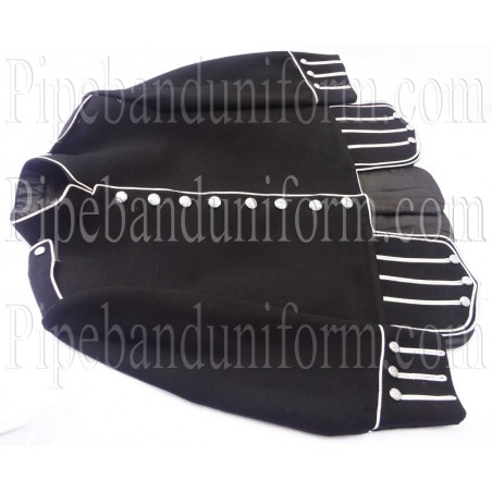 Traditional Black Military Pipe Band Uniform Doublet Kilt Jacket