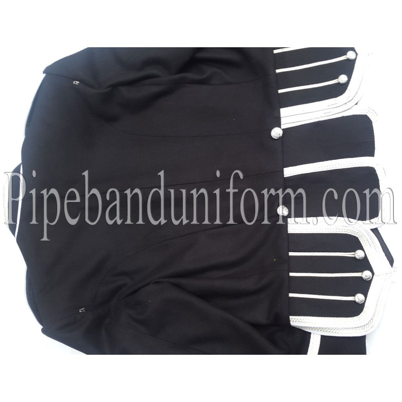 Traditional Black Highlanders Pipe Band Doublet Kilt Jacket