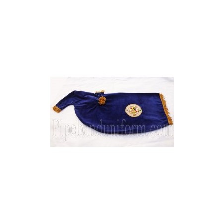 Royal Blue Scottish Bagpipe Cover - Gold Fringes