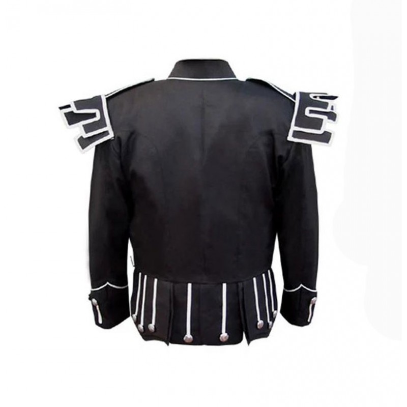 Black Scots Guards Pipe Band Doublet Jacket with Silver Buttons and ...