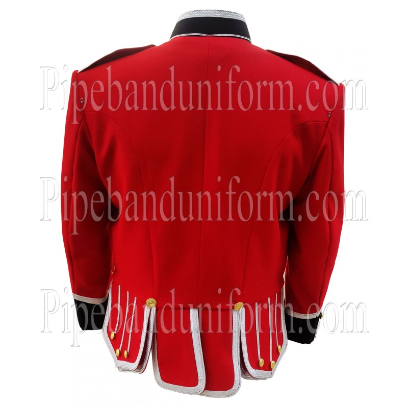 Customizable Red Black Pipe Band Military Doublet Kilt Jacket