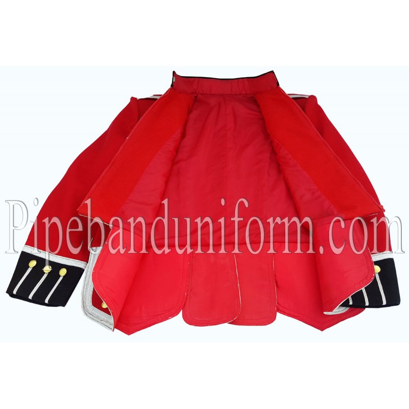 Customizable Red Black Pipe Band Military Doublet Kilt Jacket