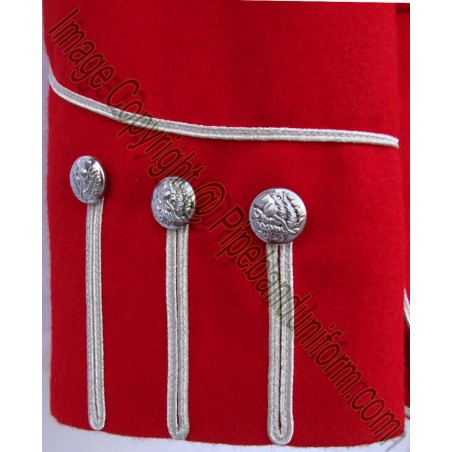 Traditional Red Bagpipers Band Uniform Doublet Kilt Jacket