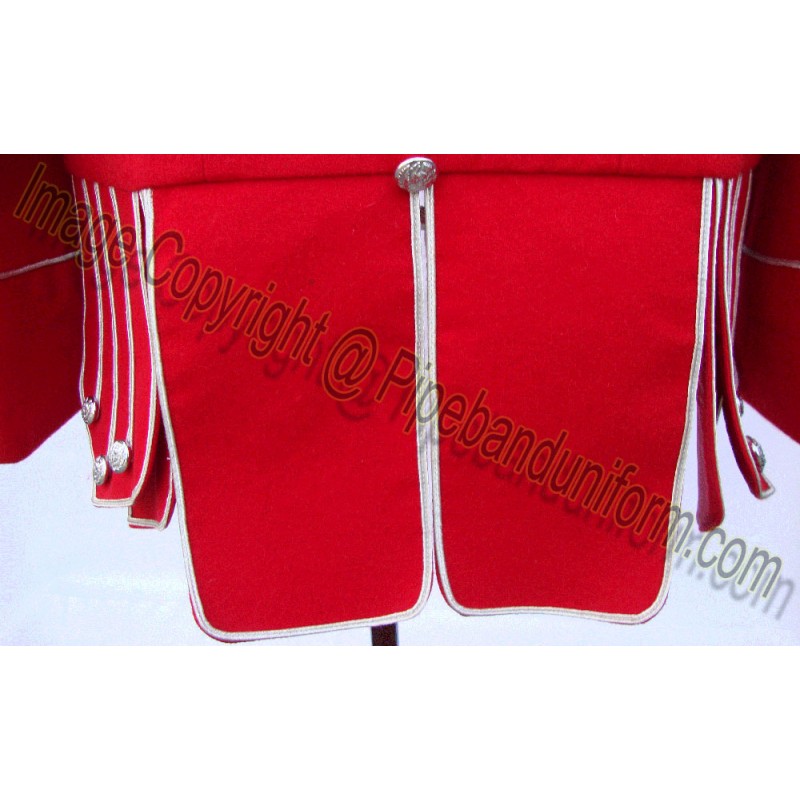 Traditional Red Bagpipers Band Uniform Doublet Kilt Jacket