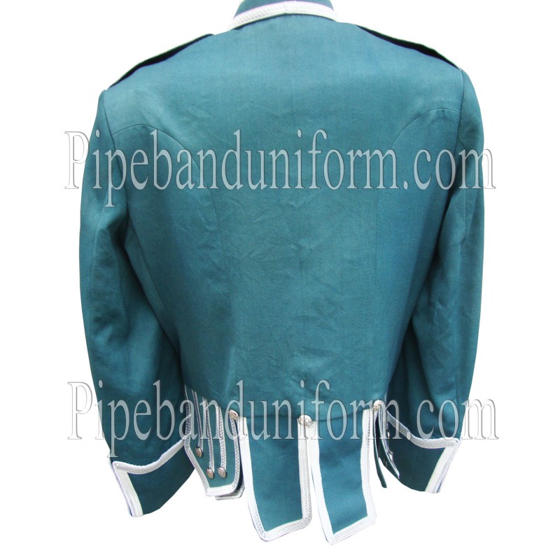 Traditional Green Pipe Band Uniform Doublet Kilt Jacket