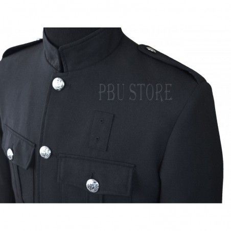 Black High Collar Police Honor Guard Uniform Jacket with Silver Buttons