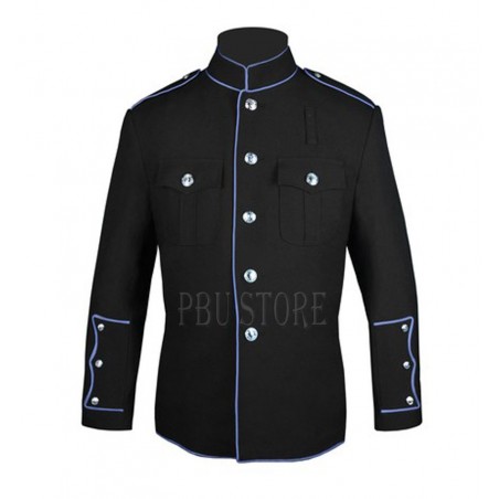 Black High Collar Police Honor Guard Uniform Jacket with Gold Buttons
