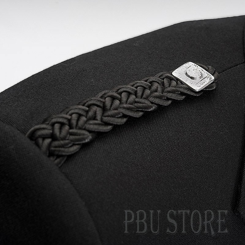 Black Classic Argyll Kilt Jacket and 5 Buttons Waistcoat