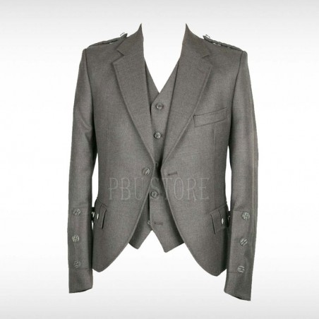 Graphite Crail Kilt Jacket Elegant Scottish Heritage Wear with Waistcoat