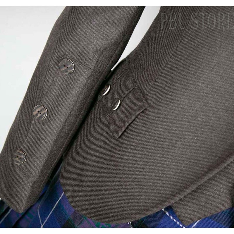 Peat Tweed Crail Kilt Jacket Elegant Scottish Heritage Wear with Waistcoat