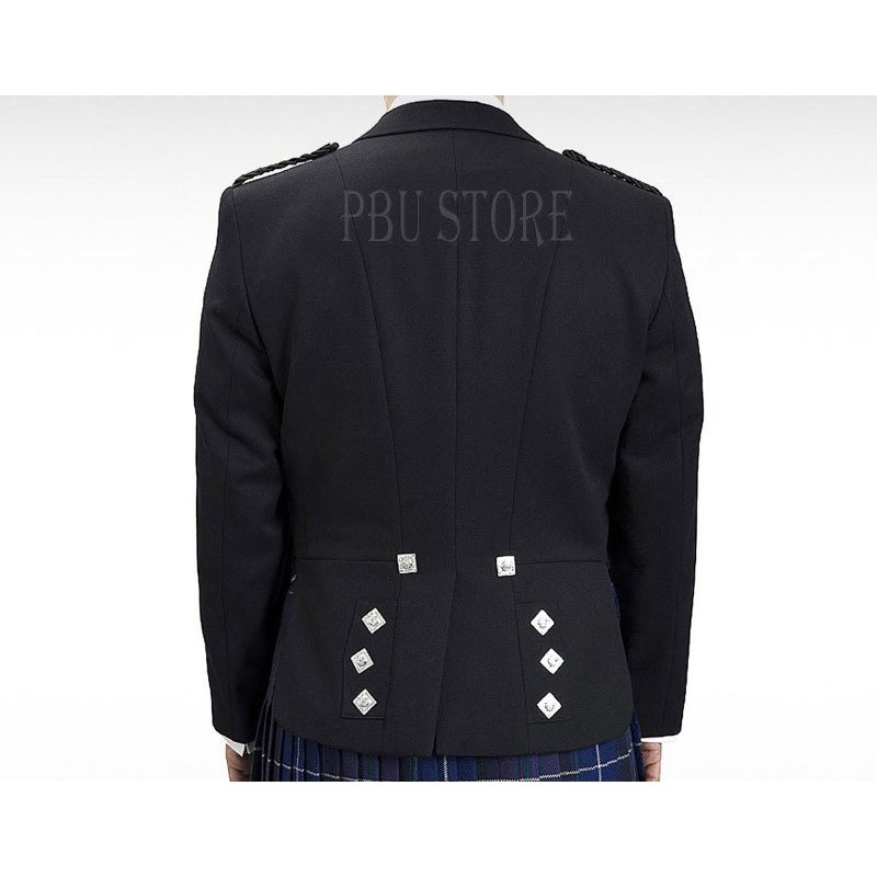 Premium Scottish Black Prince Charlie Kilt Jacket and Waistcoat