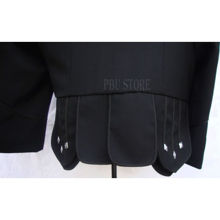 Traditional Sheriffmuir Black Doublet Kilt Jacket with High Collar and ...