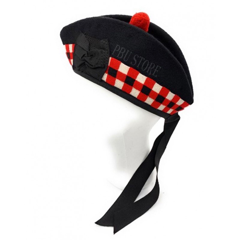 Heritage Scottish Pipe Band Black Dicing Glengarry Hat