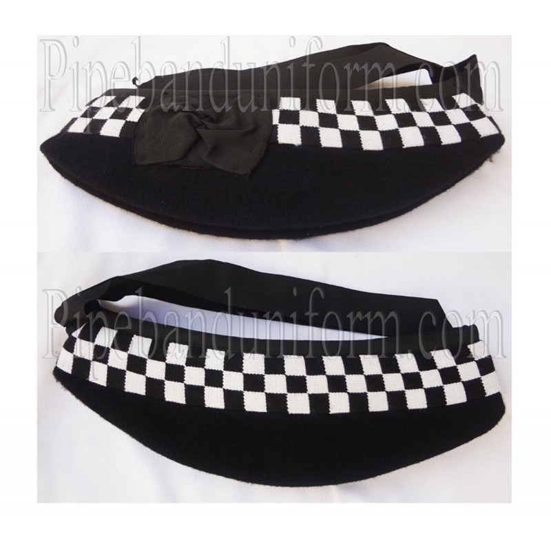 Premium Customizable Black Dicing Glengarry Hat for Scottish Bands