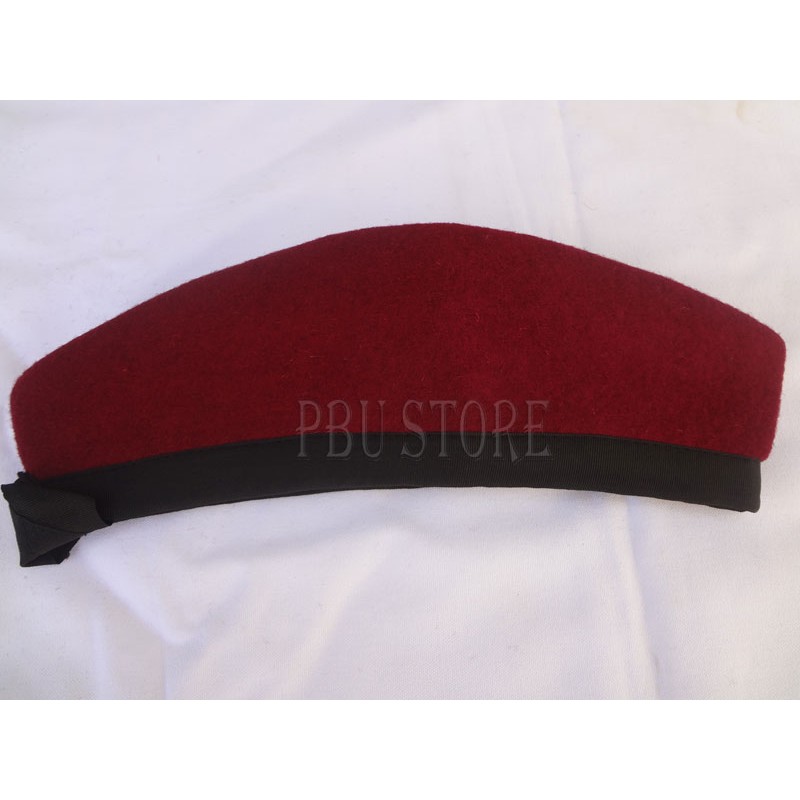 Elegant Scottish Plain Maroon Glengarry Hat with Tail and Rosette