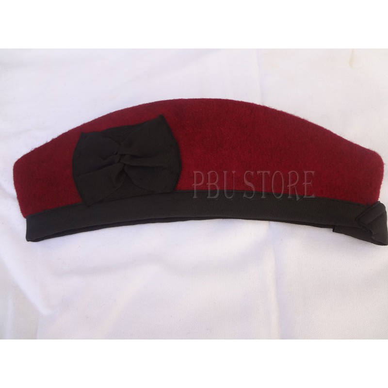 Elegant Scottish Plain Maroon Glengarry Hat with Tail and Rosette