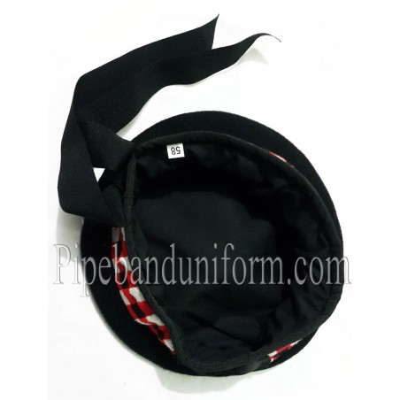 Traditional Scottish Black Dicing Balmoral Hat for Pipe Bands