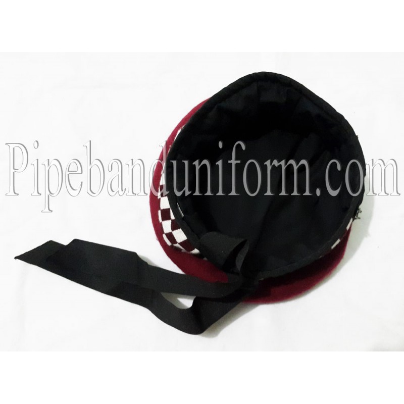 Heritage Scottish Pipe Band Maroon Dicing Balmoral Hat