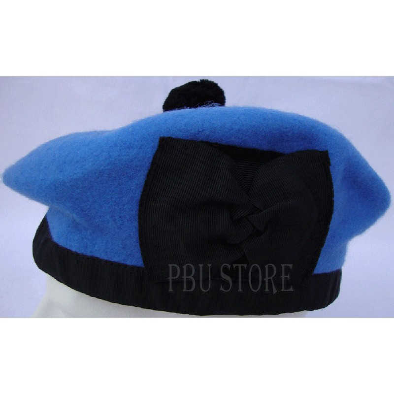 Premium Wool Scottish Sky Blue Plain Pipers Drummers Balmoral Hat