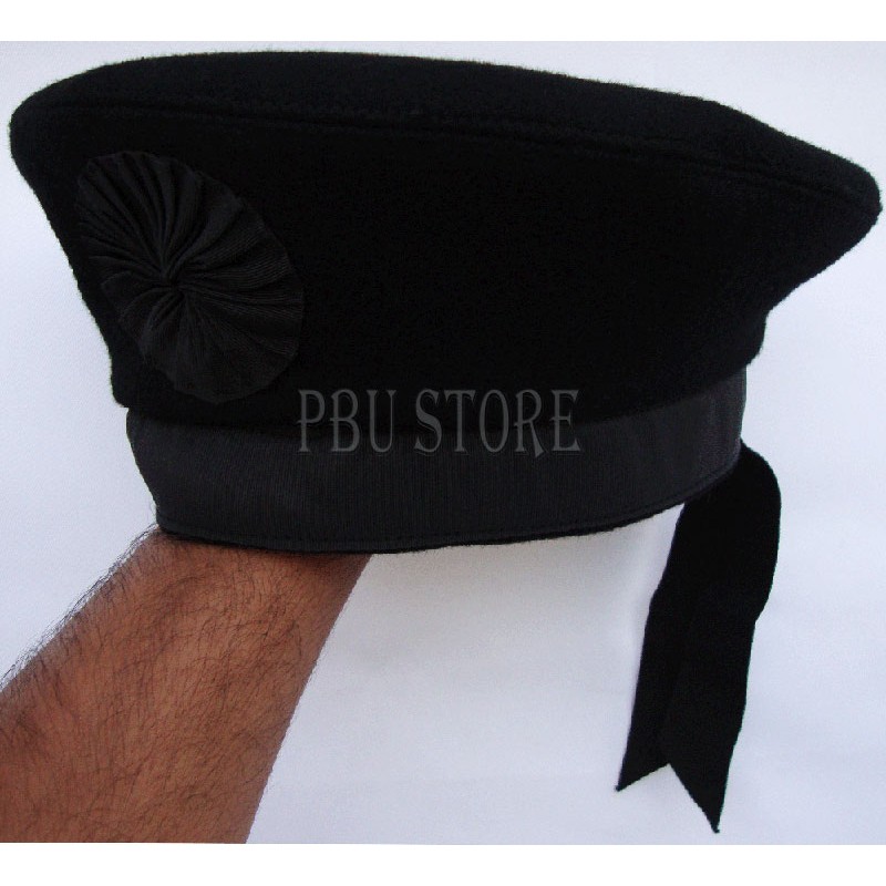 Black Luxurious Wool Royal Irish Regiment Caubeen Hat