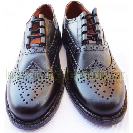 Military Piper Black Leather Ghillie Brogue Kilt Shoes