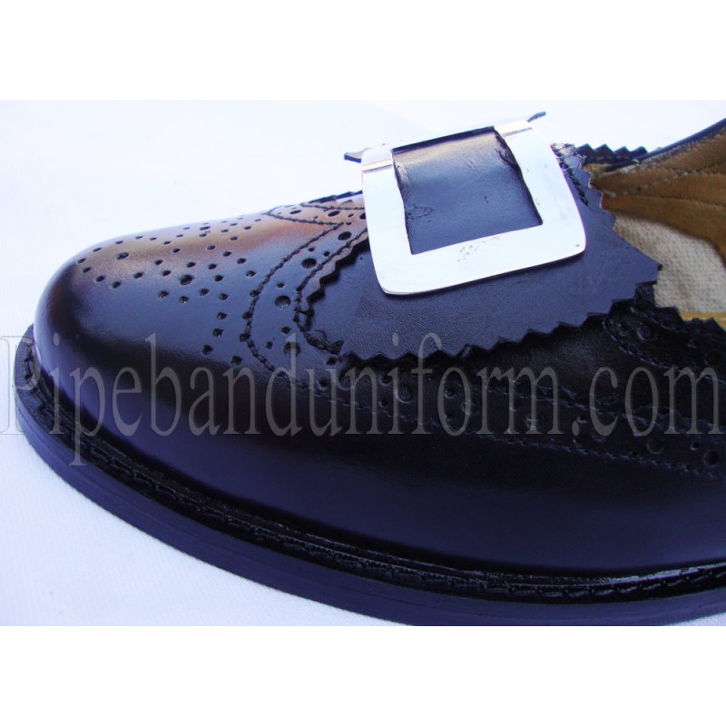 Traditional Drummer Black Leather Kilt Buckle Brogue Shoes