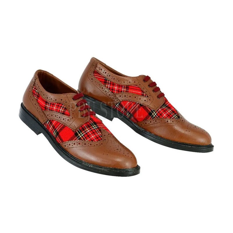 Scottish Piper Custom Tartan Ghillie Brogue Kilt Shoes
