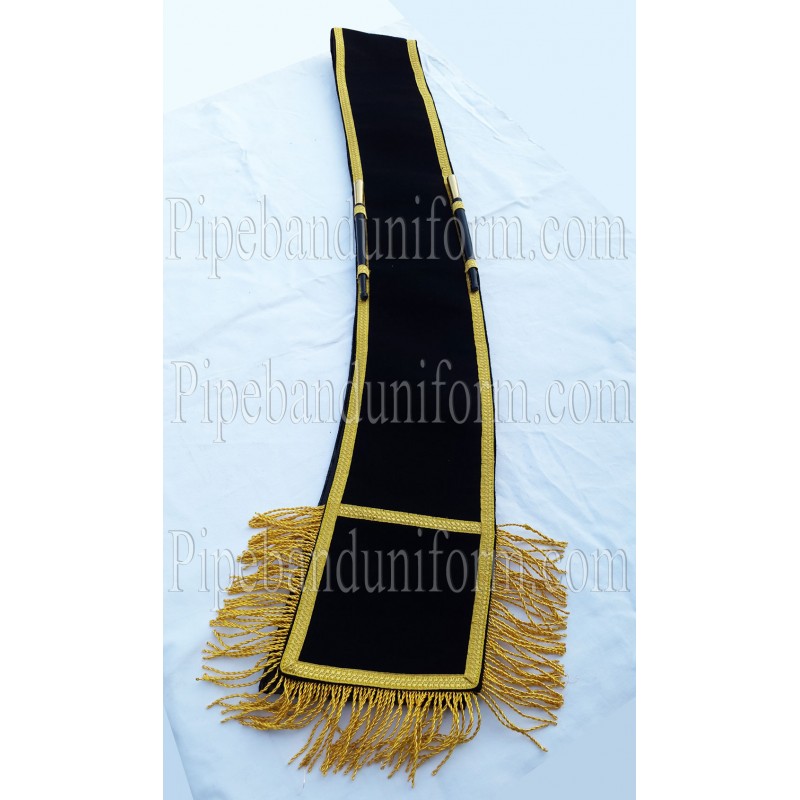 Black Plain Pipe Band Drum Major Baldric Sash