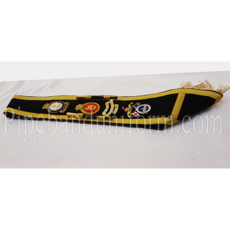 Black Pipe Band Drum Major Custom Baldric Sash