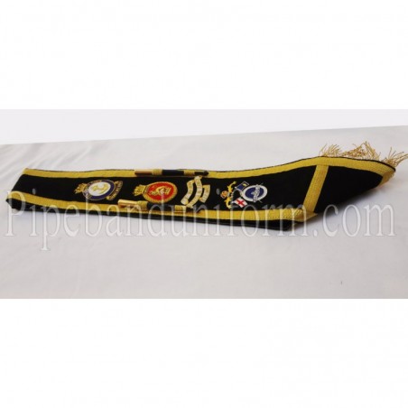 Black Pipe Band Drum Major Custom Baldric Sash