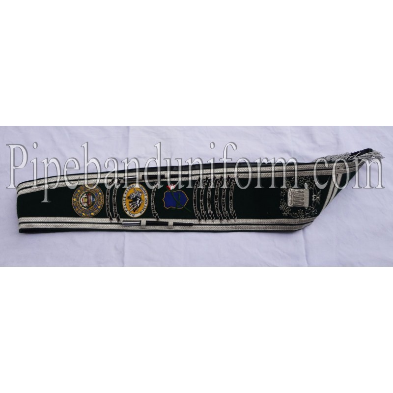 Green Pipe Band Drum Major Custom Baldric Sash