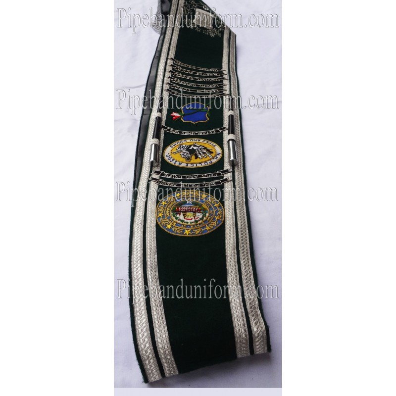 Green Pipe Band Drum Major Custom Baldric Sash