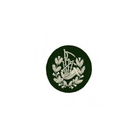 Hand Embroidered Pipe Major Bagpipe Badge
