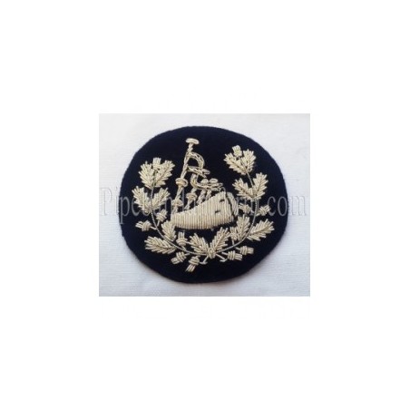 Hand Embroidered Pipe Major Bagpipe Badge