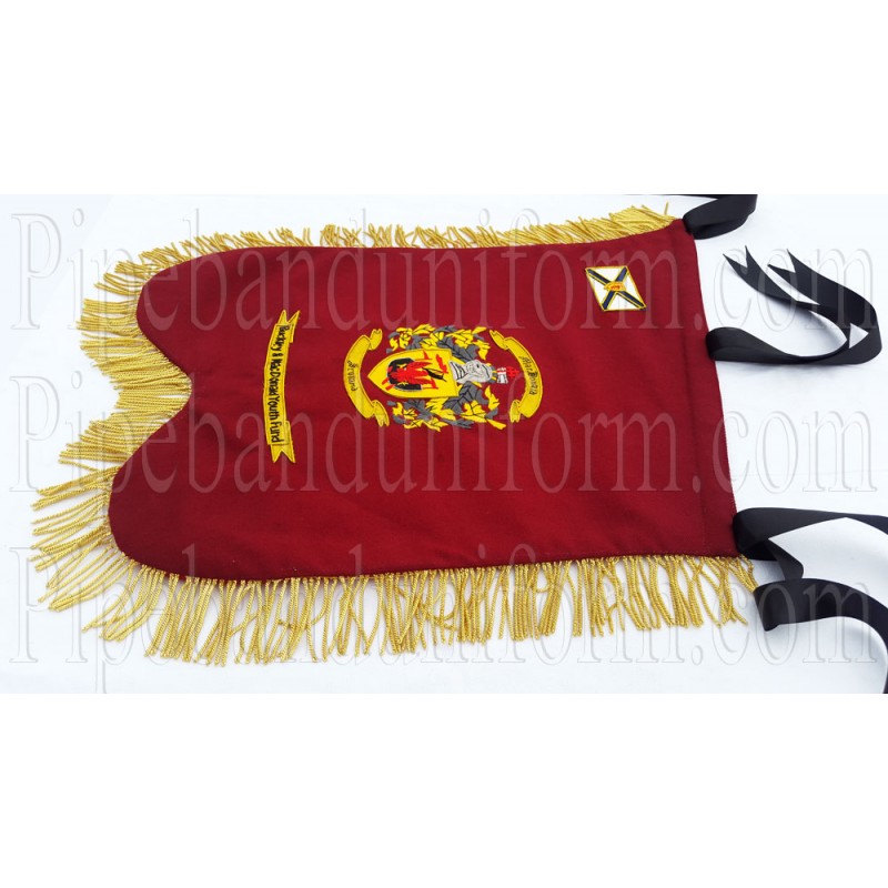 Maroon Hand Embroidered Pipe Band Banner