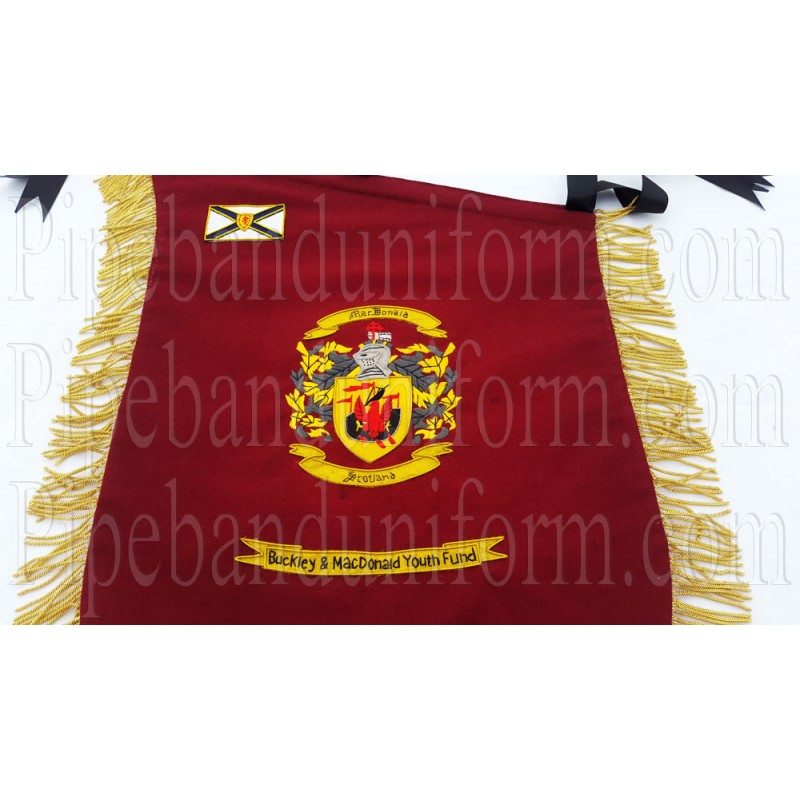 Maroon Hand Embroidered Pipe Band Banner