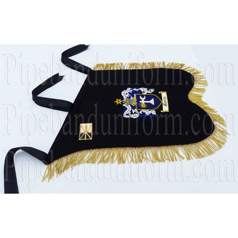 Black Hand Embroidered Pipe Band Banner