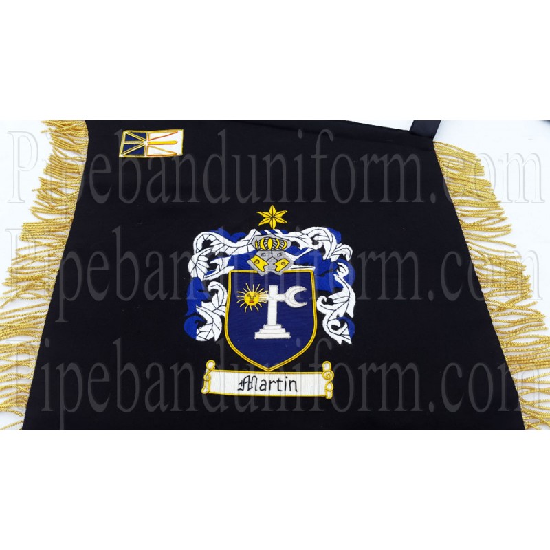 Black Hand Embroidered Pipe Band Banner