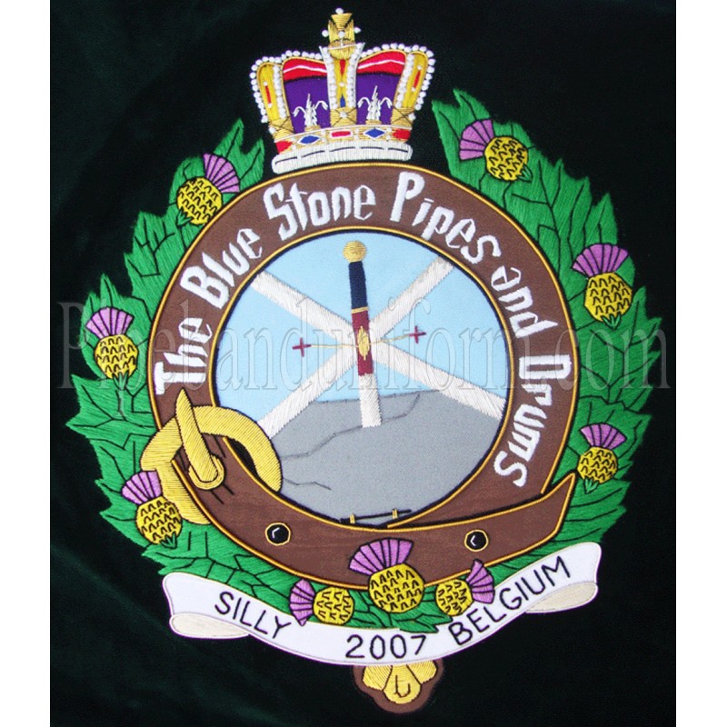 Maroon Hand Embroidered Pipe Band Banner