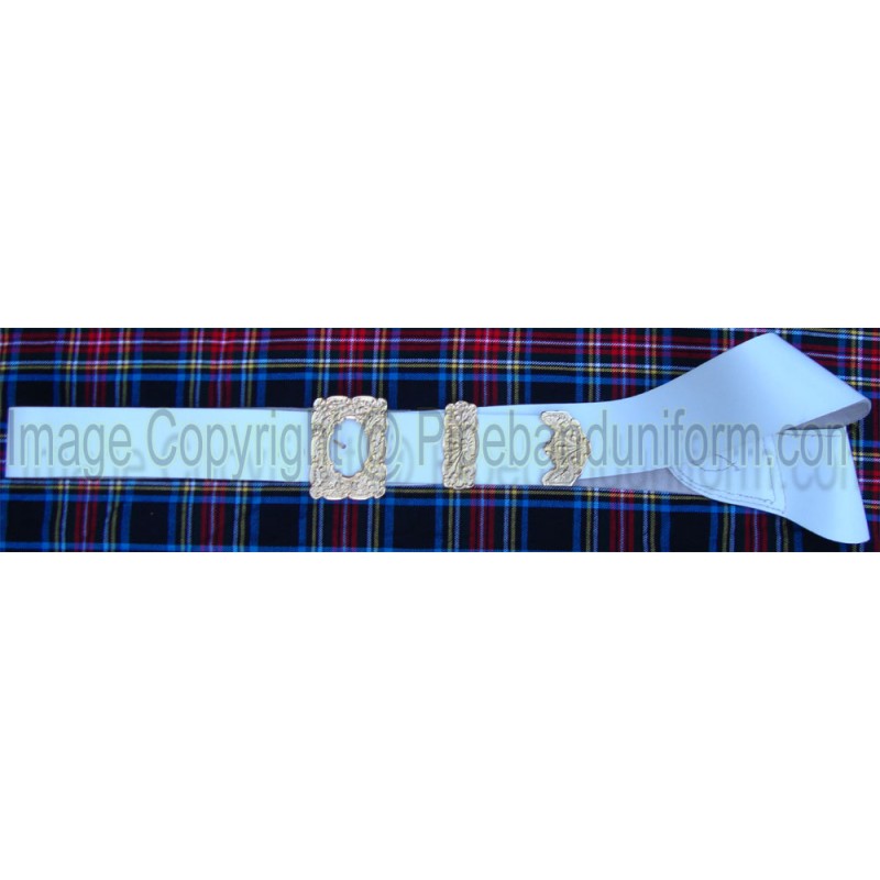 White Leather Drummer Cross Belt
