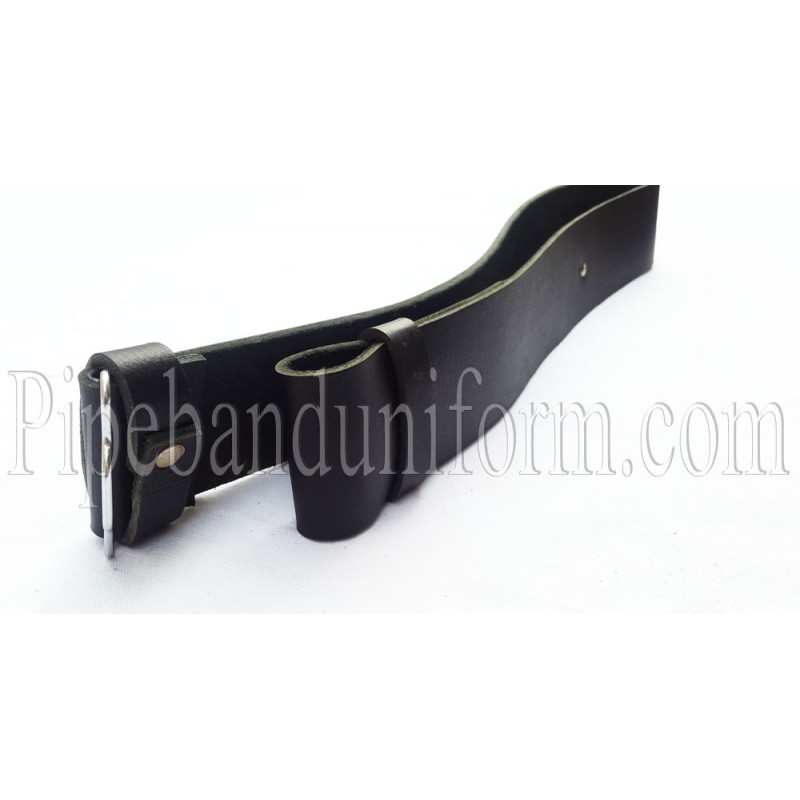 Black Leather Piper/Drummer Kilt Waist Belt