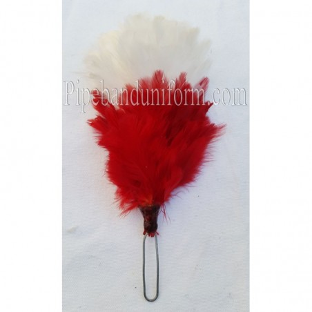 White - Red Feather Glengarry Hats Hackle / Plume