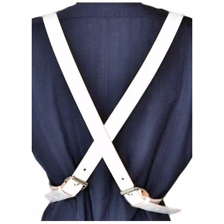 Double Strap White Leather Flag Carrier Belt