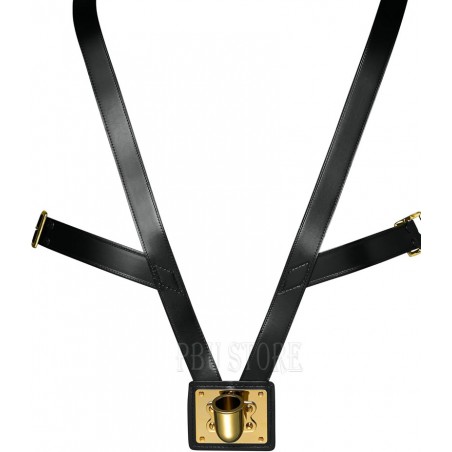 Black Leather Honor Guard Double Strap Flag Carrier Parade Belt