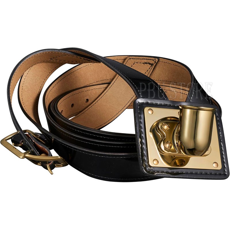 Black Leather Honor Guard Double Strap Flag Carrier Parade Belt