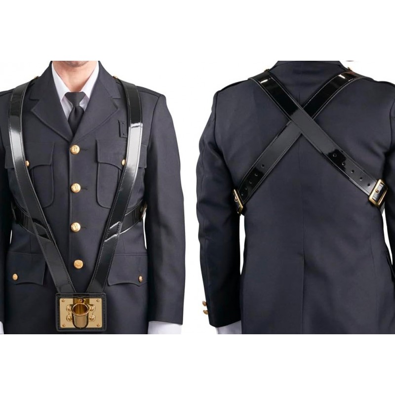 Black Leather Honor Guard Double Strap Flag Carrier Parade Belt