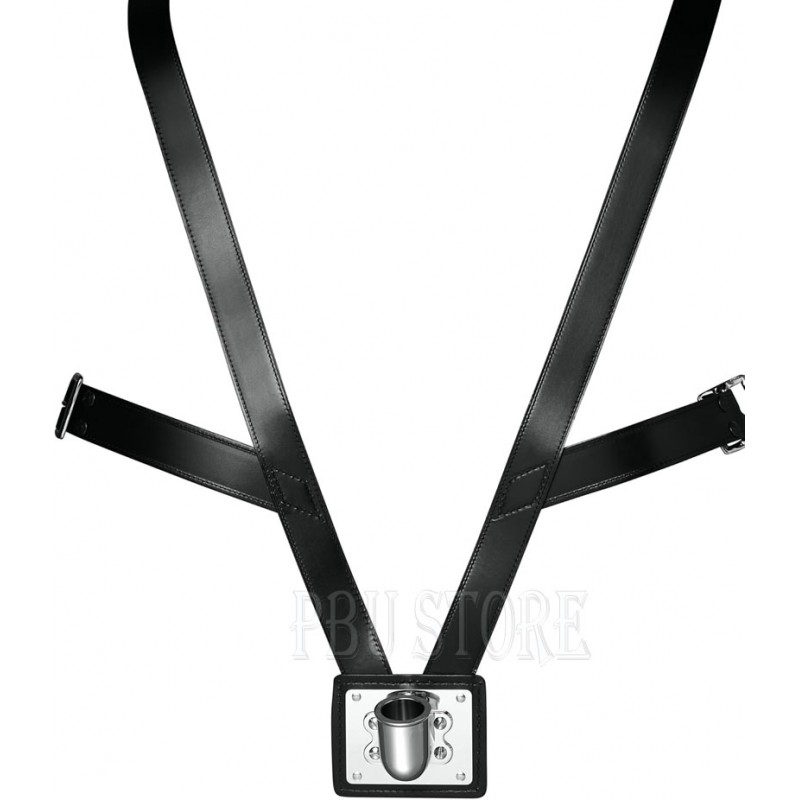 Black Leather Honor Guard Flag Carrier Parade Belt - Double Strap