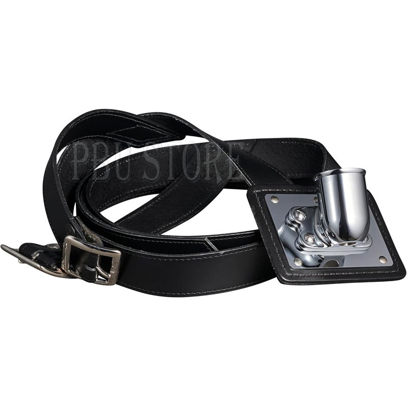Black Leather Honor Guard Flag Carrier Parade Belt - Double Strap