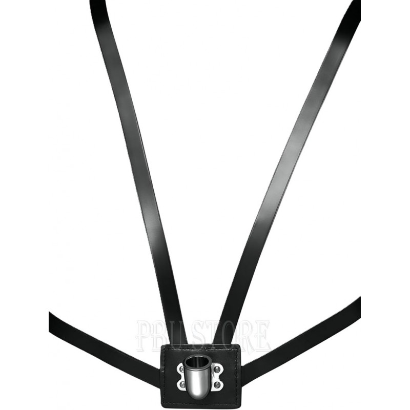 Double Strap Black Leather Flag Carrier Parade Belt