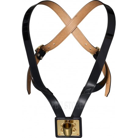 Black Gloss PVC Leather Flag Carrier Harness Belt